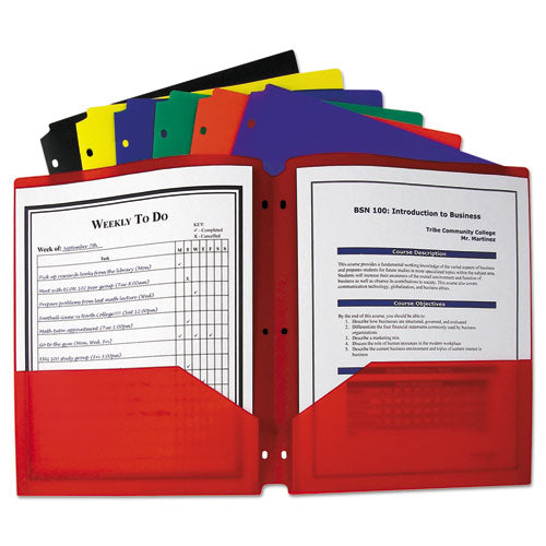 Two-pocket heavyweight polypropylene folders with three-hole punch hold ...