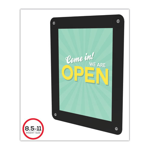 Double-sided display easily mounts to glass, and non-porous doors and ...