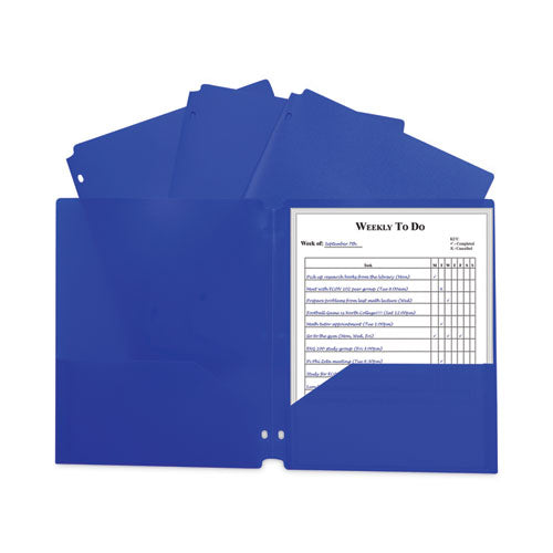 Two-pocket heavyweight polypropylene folders with three-hole punch hold ...