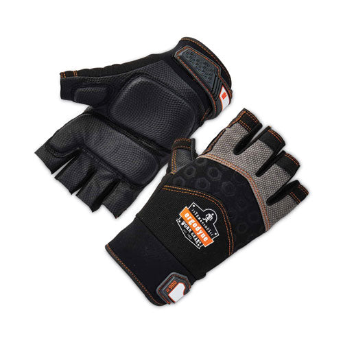 Half-finger impact gloves have segmented AVC palm padding in key areas ...
