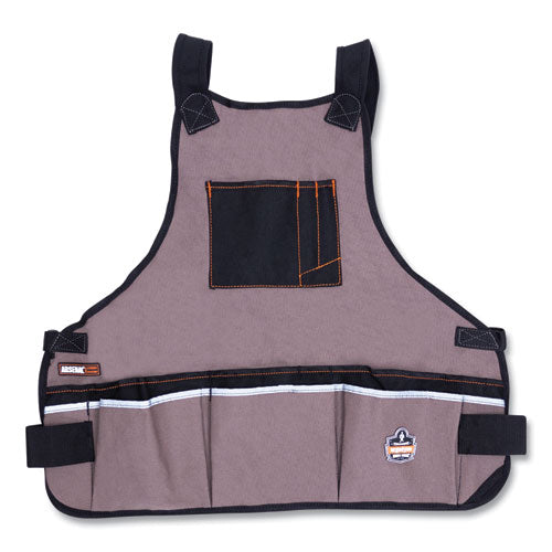 This heavy-duty tool apron features 16 pockets to keep tools organized ...