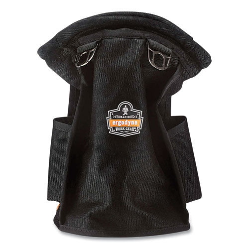 Topped parts pouch has a hands-free, self-closing trap door closure ...